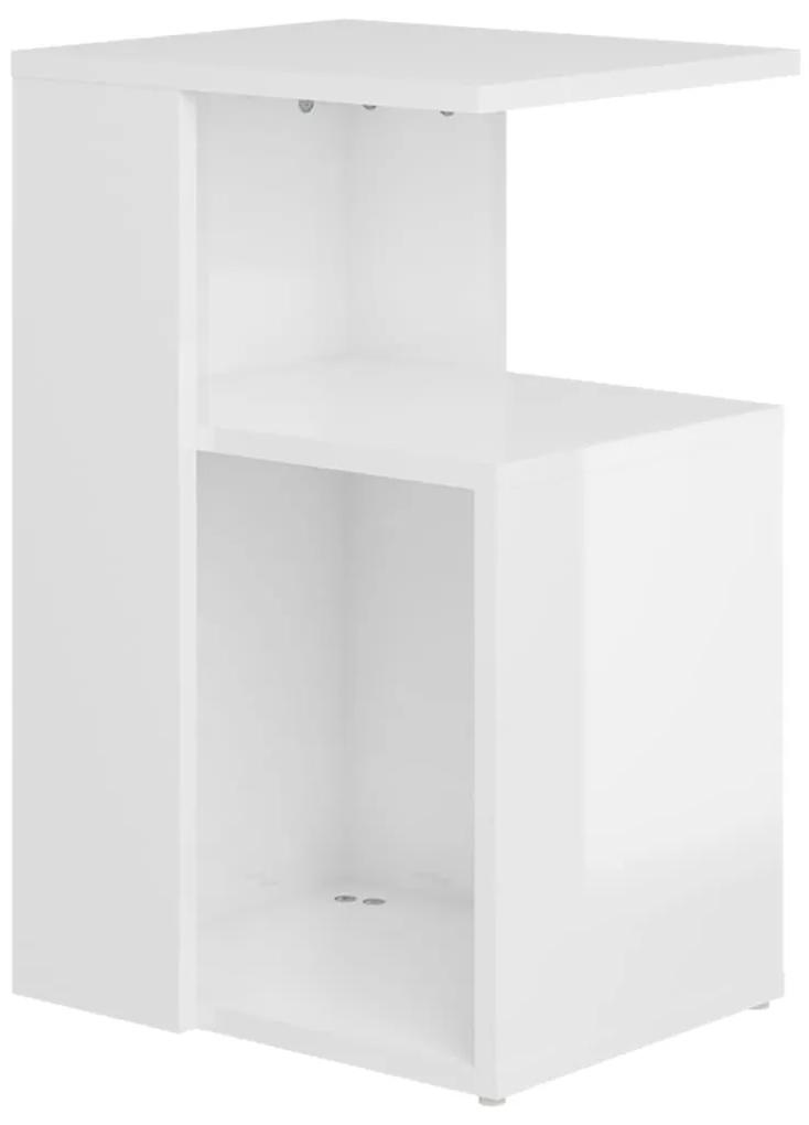 Odkládací stolek bílý s vysokým leskem 36x30x56 cm dřevotříska - Default Title