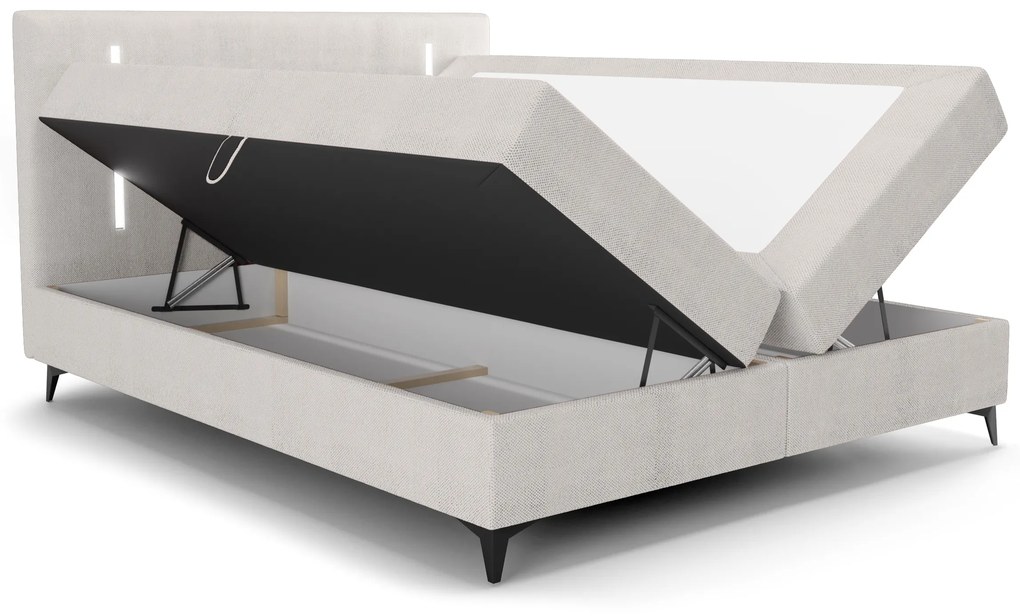 Manželská postel 160 cm Ortega Bonell (světle šedá) (s roštem, s úl. prostorem) (s LED osvětlením). 1082624