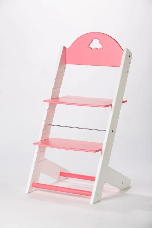 Lucas Wood Style rostoucí židle MIXLE -  bílá/růžová rostoucí židle MIXLE: Medvídek