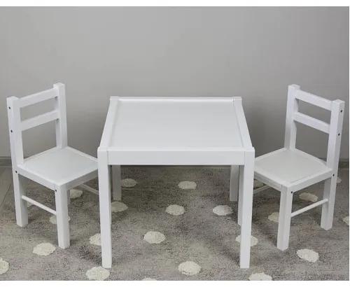 Klupś Dřevěný dětský stoleček s židličkami bílý