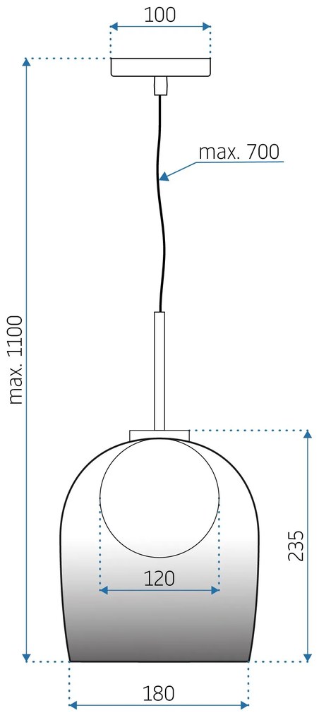 Toolight - stropní skleněná lampa G9 25W APP1026-1CP, černá, OSW-09484