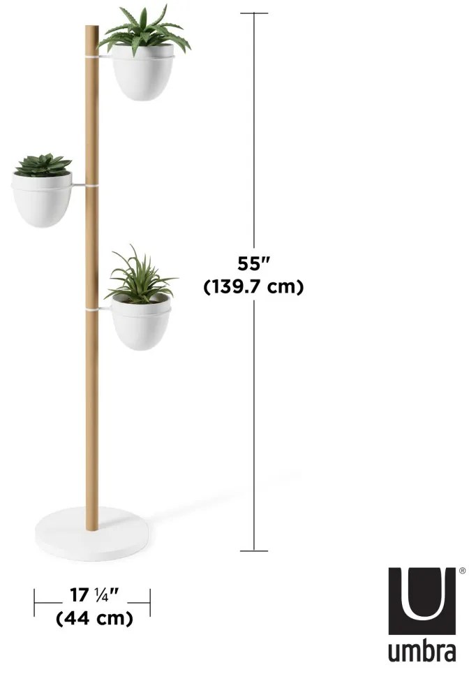 Umbra, Stojan s 3 květináči Floristand | bílý/přírodní