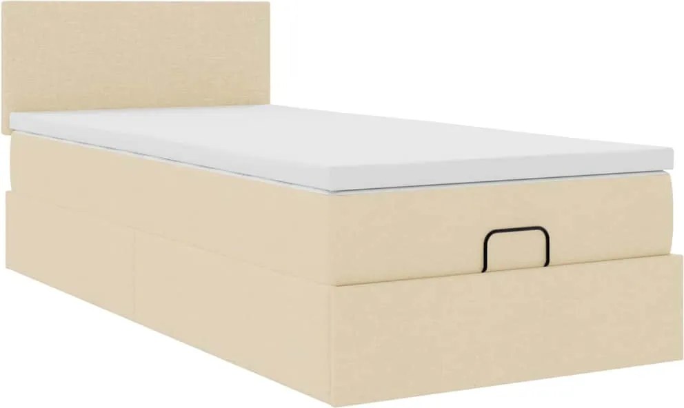 Osmanský rám postele s matrací krémově 80x200cm textil 3312185