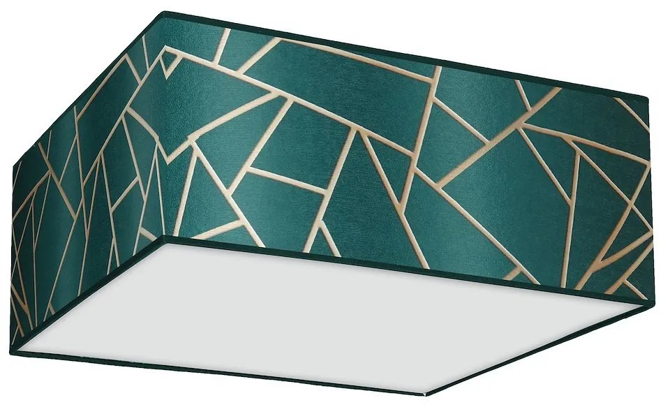 Stropní svítidlo Ziggy Square, 1x zelené/zlaté textilní stínítko, (bílé plexisklo), (50 cm)