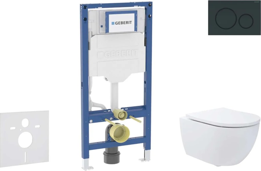 SANITINO - Set předstěnové instalace, klozetu Oudee a sedátka softclose, tlačítko Sigma20, černá lesk/černá mat SANI11CA5193