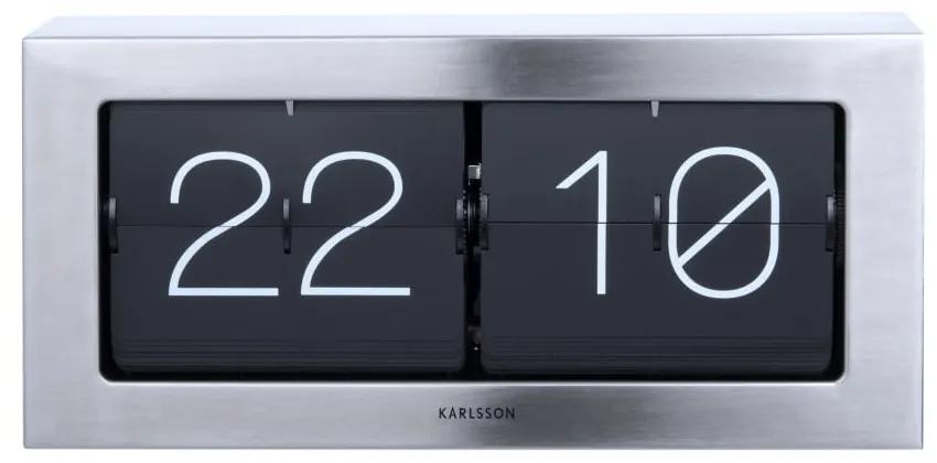 Stříbrné překlápěcí hodiny Karlsson Flip, 37 x 17,5 cm