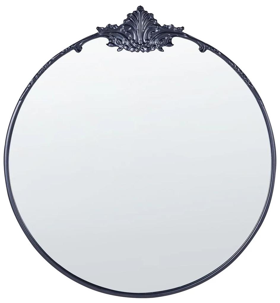 Kulaté kovové nástěnné zrcadlo ⌀ 67 cm černé SOMMANT Beliani