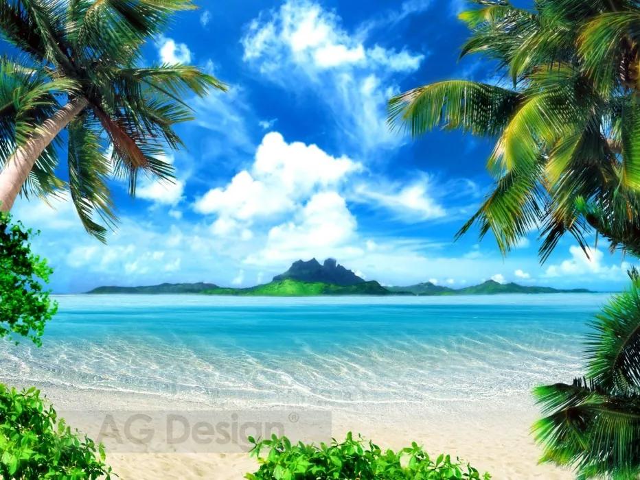 Obrazová fototapeta na zeď čtyřdílná FTxxl1430 Ostrov v moři a palmy