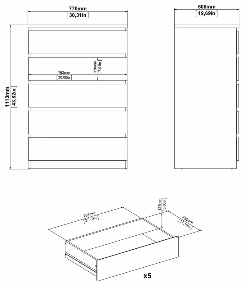 Tvilum Komoda Simplicity 231 bílý lesk