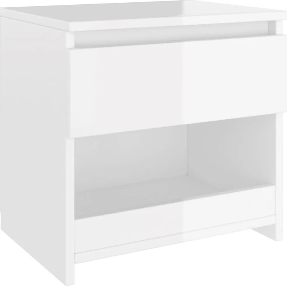 vidaXL Noční stolek 40 x 30 x 39 cm dřevotříska [803455] Barva: bílá s vysokým leskem