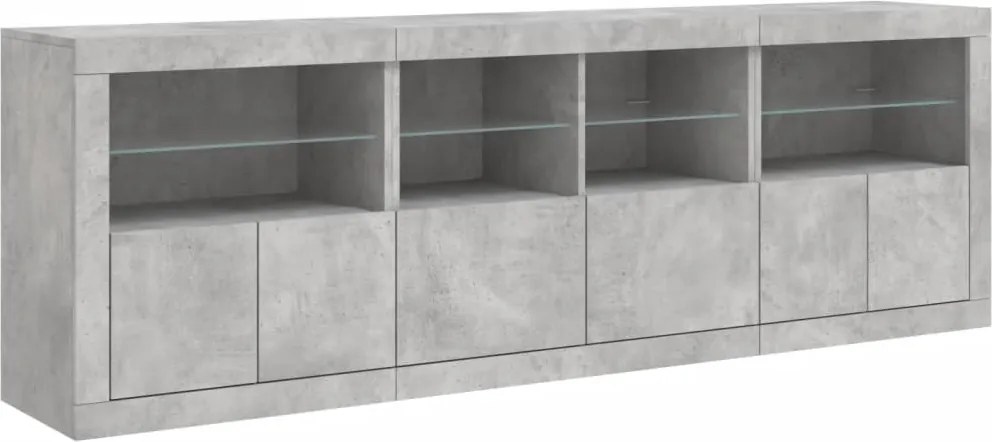 Příborník s LED osvětlením betonově šedý 202 x 37 x 67 cm 3209012