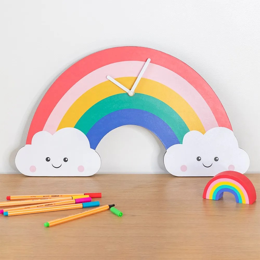 Jones Home & Gift Dětské nástěnné hodiny s motivem duhy Rainbow