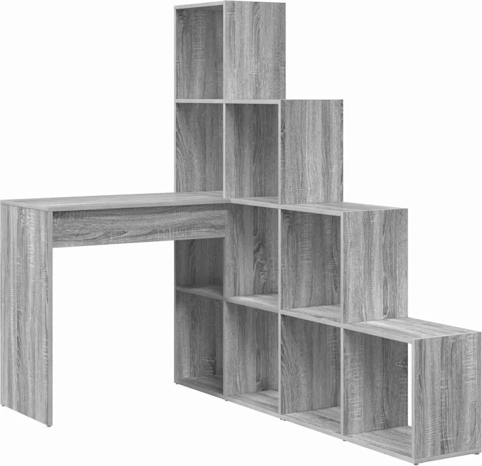 Rohový psací stůl s policí Šedá Sonoma 101,5 x 149,5 x 149,5 cm 3337246