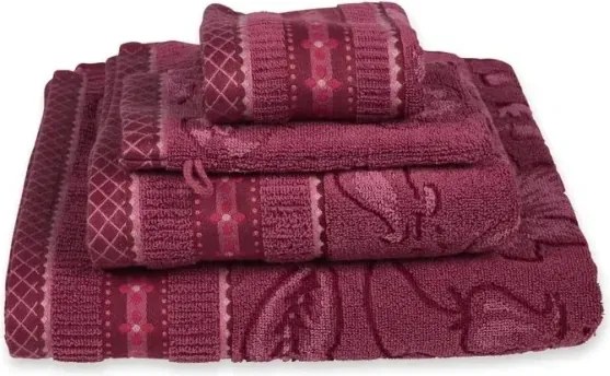 Pip Studio ručníky z bavlněného froté Jasmine Jacquard, tmavě růžové (Luxusní ručníky z bavlněného froté v designu Jasmine Jacquard v tmavě růžové)