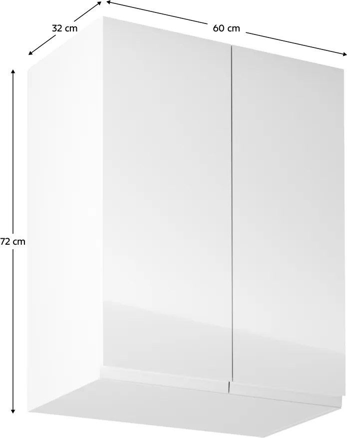 Horní skříňka, bílá/bílý extra vysoký lesk, AURORA G602F