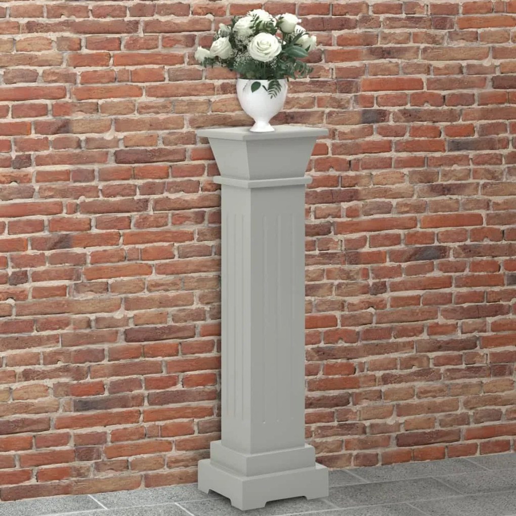 Stojan na květiny klasický čtvercový sloup šedý 17x17x66 cm MDF 323969