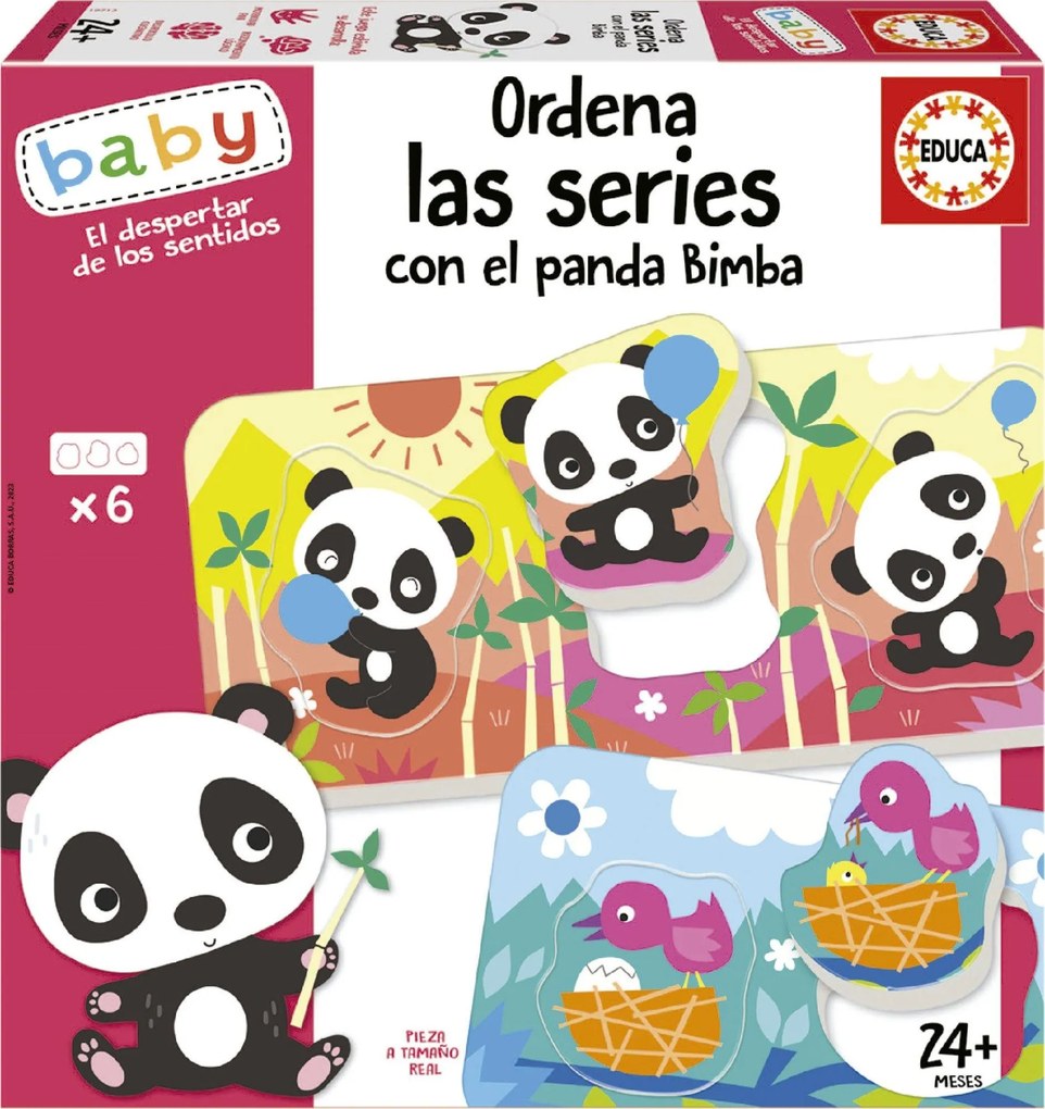 Vkládačka educa baby vkládačka panda bimba a kamarádi 6 × 3 dílky