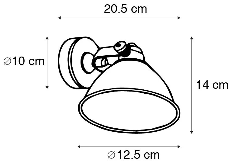 Průmyslová nástěnná lampa černá se zlatem nastavitelná - Liko