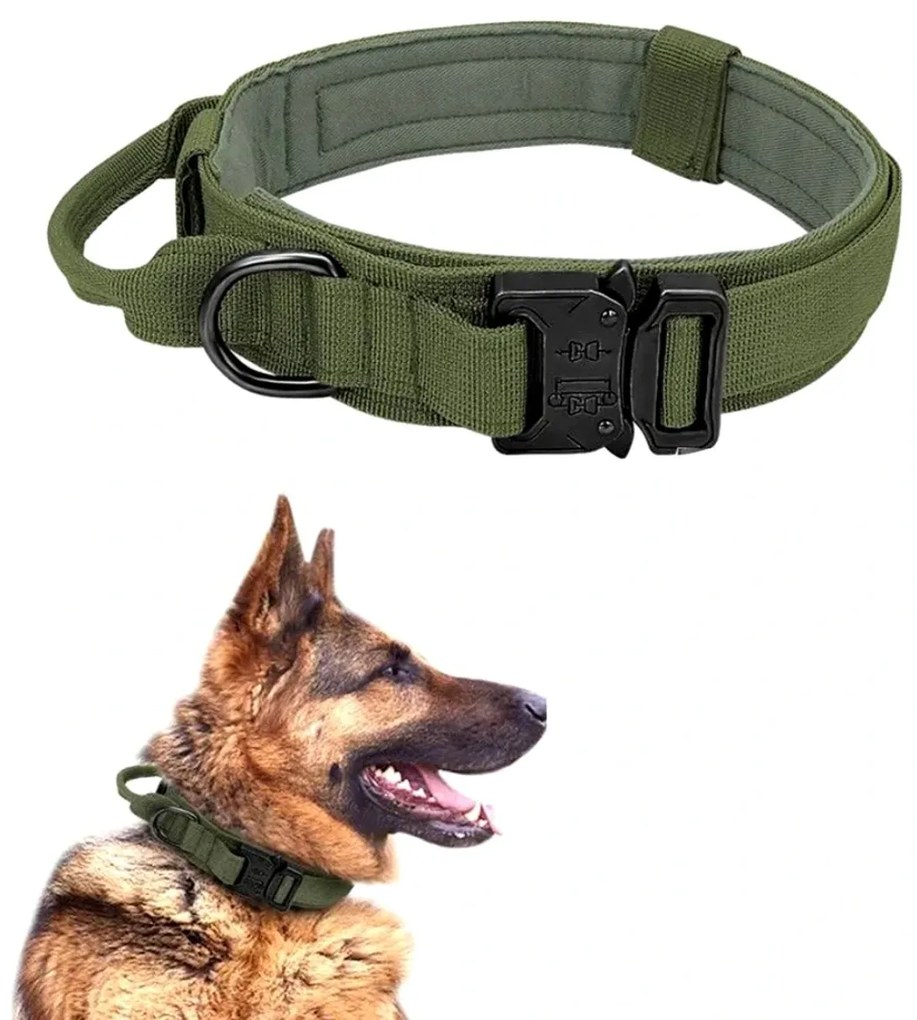 Camerazar Taktický obojek pro psy XL, nylon, 50-62 cm x 3,8 cm, s rychloupínací přezkou a ovládací rukojetí