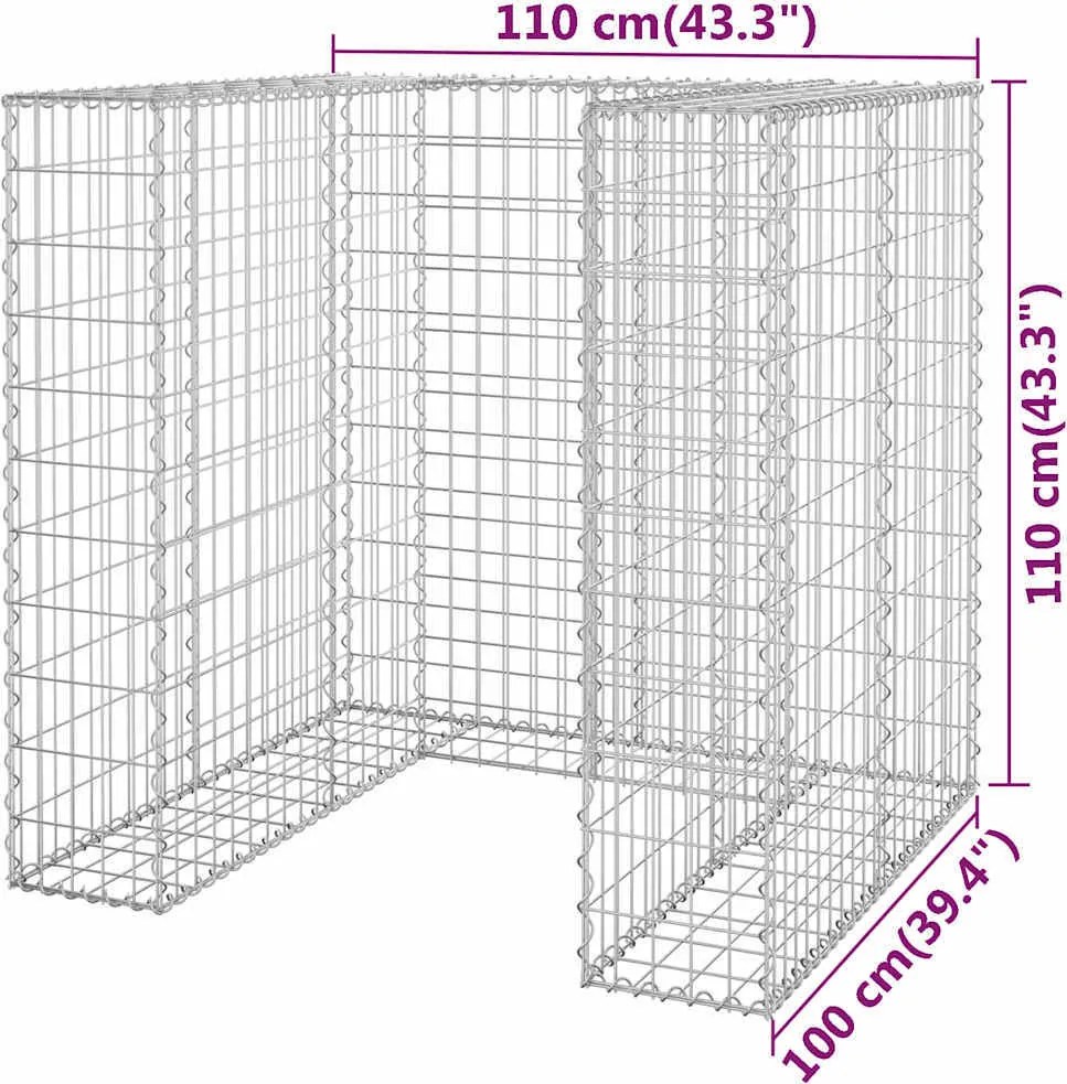 vidaXL Gabionová zástěna pro popelnici pozinkovaná ocel 110x100x110 cm [151298]