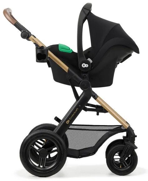 KINDERKRAFT-Kombinovaný kočárek 3v1 MOOV 2 AIR Pure black + autosedačka MINK PRO