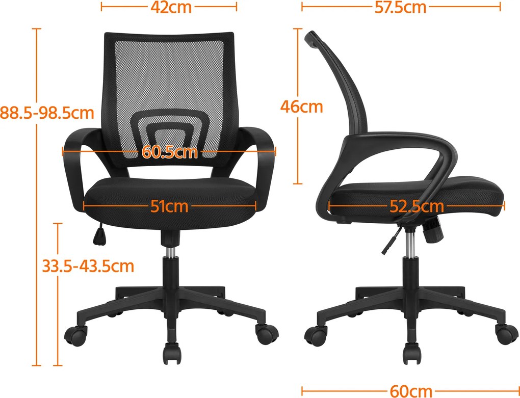 Kancelářská židle Yaheetech – šířka 60 cm (253174899037)