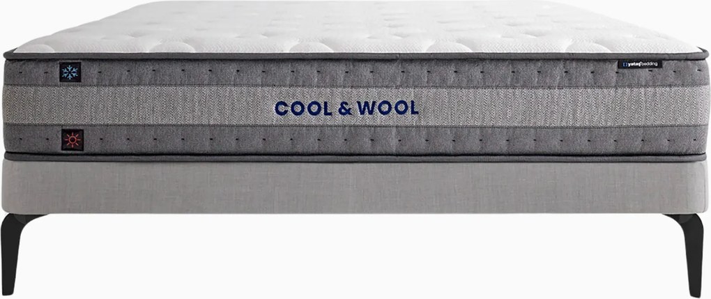 Matrace Cool & Wool, Středně tvrdá, pružinová, oboustranná/termoregulační, 180x200 cm