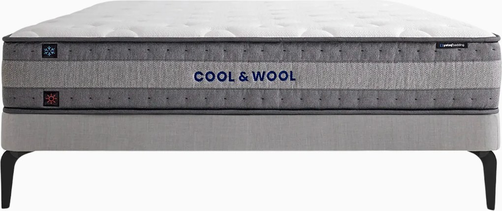 Matrace Cool &amp; Wool, Středně tvrdá, pružinová, oboustranná/termoregulační, 160x200 cm