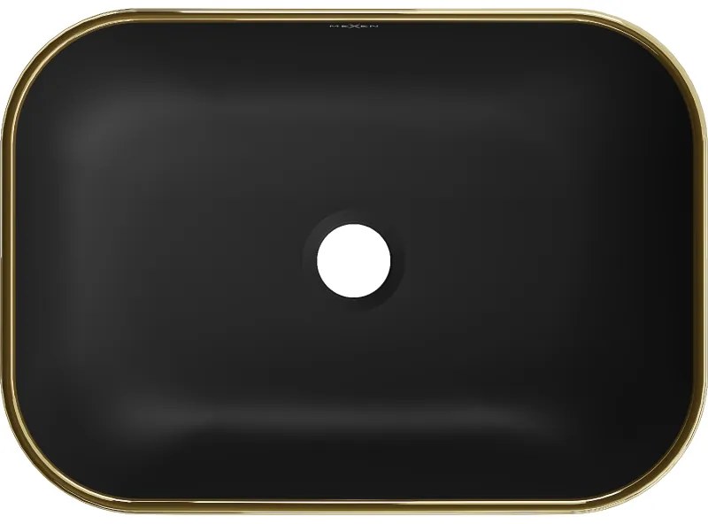 Mexen Rita, umyvadlo na desku 45x32x14 cm, černá matná-zlatý okraj, 21084575