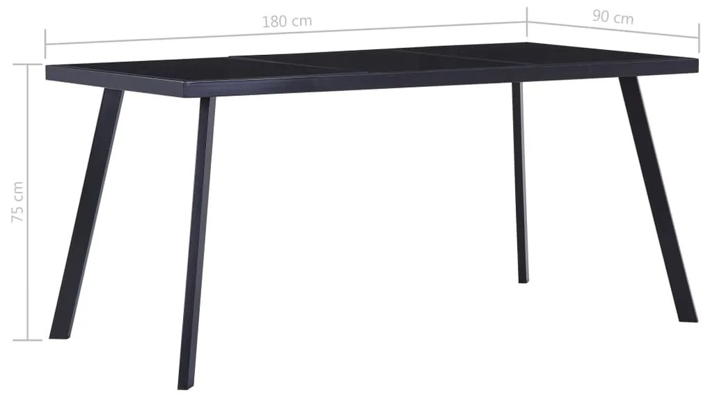 Jídelní stůl Carey - tvrzené sklo - černý | 180x90x75 cm