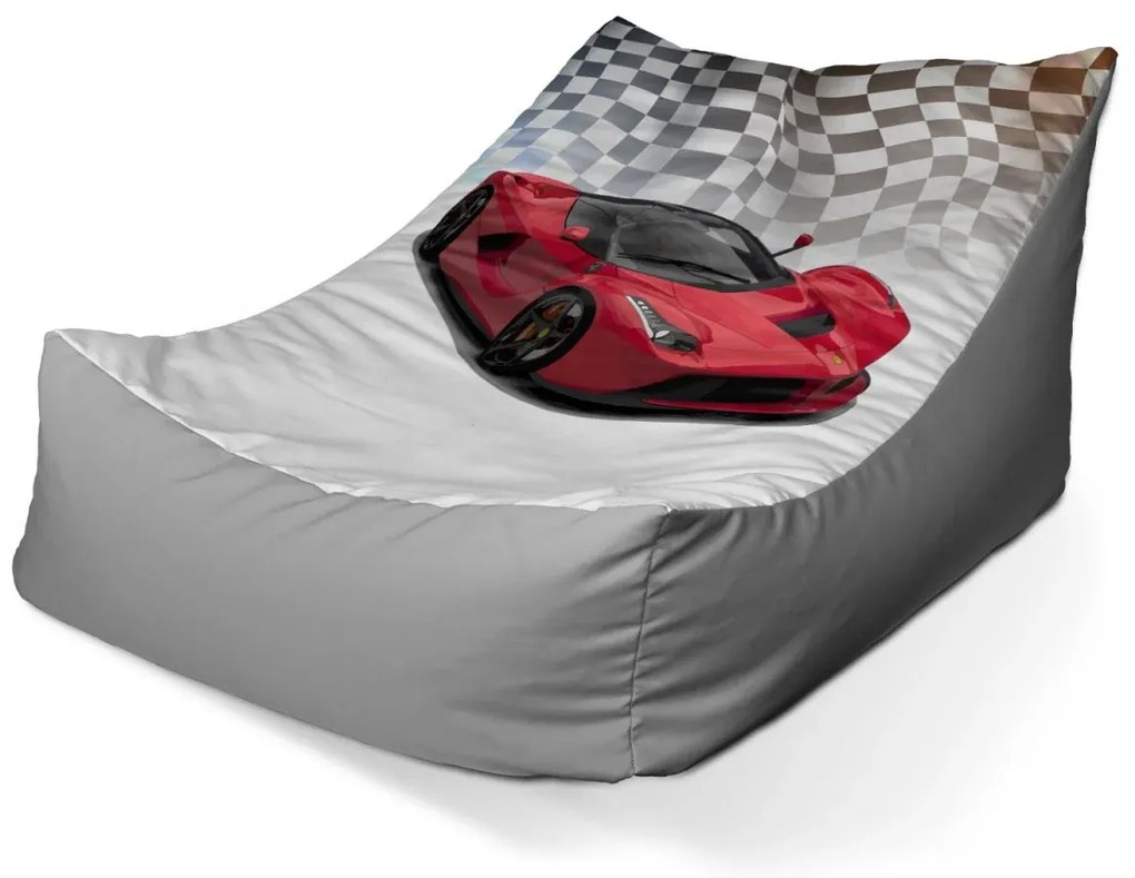 Sablio Sedací vak Lounge Ferrari Závodní vlajka - 80 x 95 x 50 cm