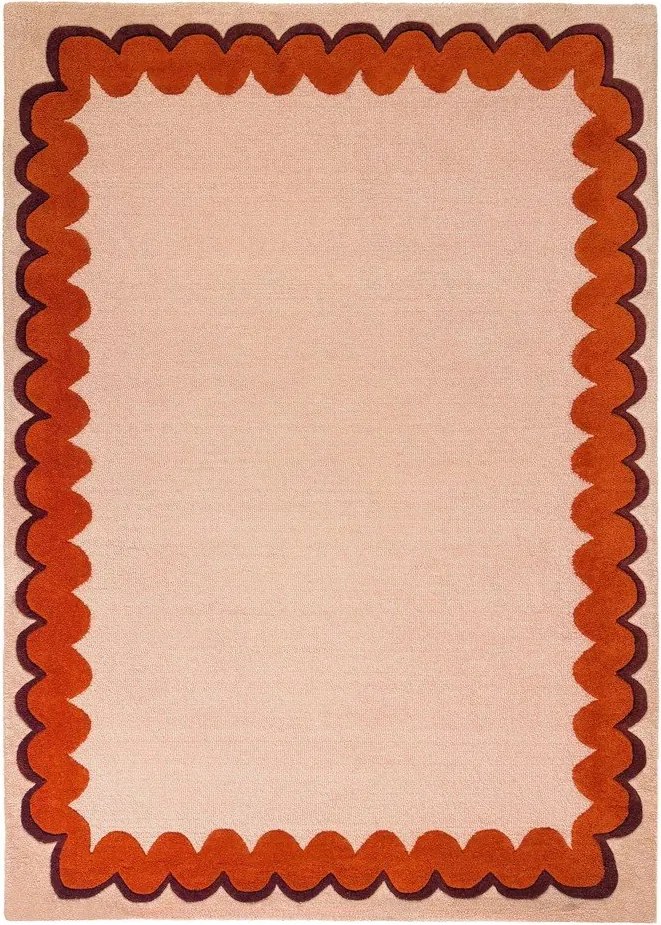 Oranžový/v přírodní barvě ručně tkaný vlněný koberec 200x290 cm Wiggle Wool – Flair Rugs