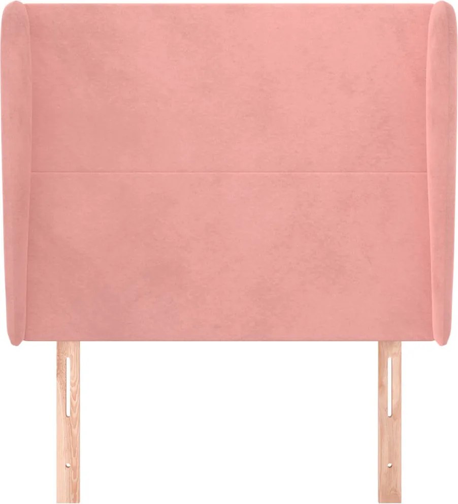 Čelo postele typu ušák růžové 93 x 23 x 118/128 cm samet 3117717