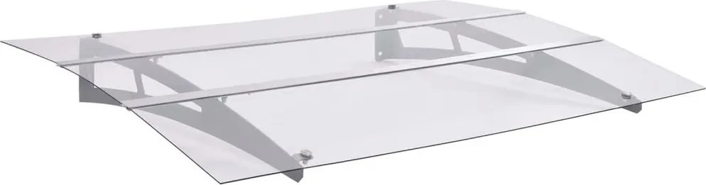 vidaXL Stříška na dveře stříbrná a průhledná 150x90 cm PET [144829]