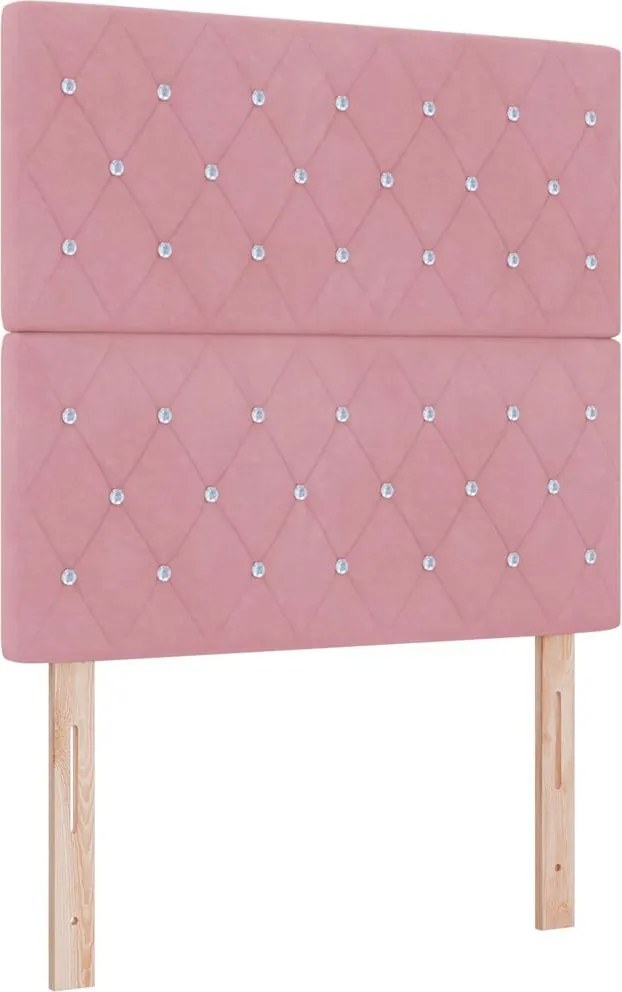 Postel s boxspringem s čelo Růžová 90 x 200 cm samet 3344854