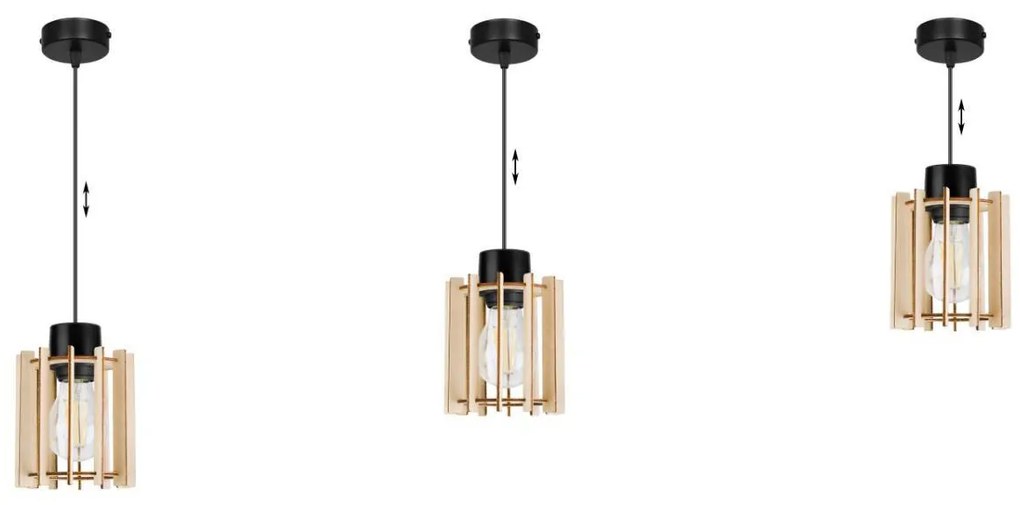 Závěsné svítidlo Timber 7, 1x dřevěné stínítko