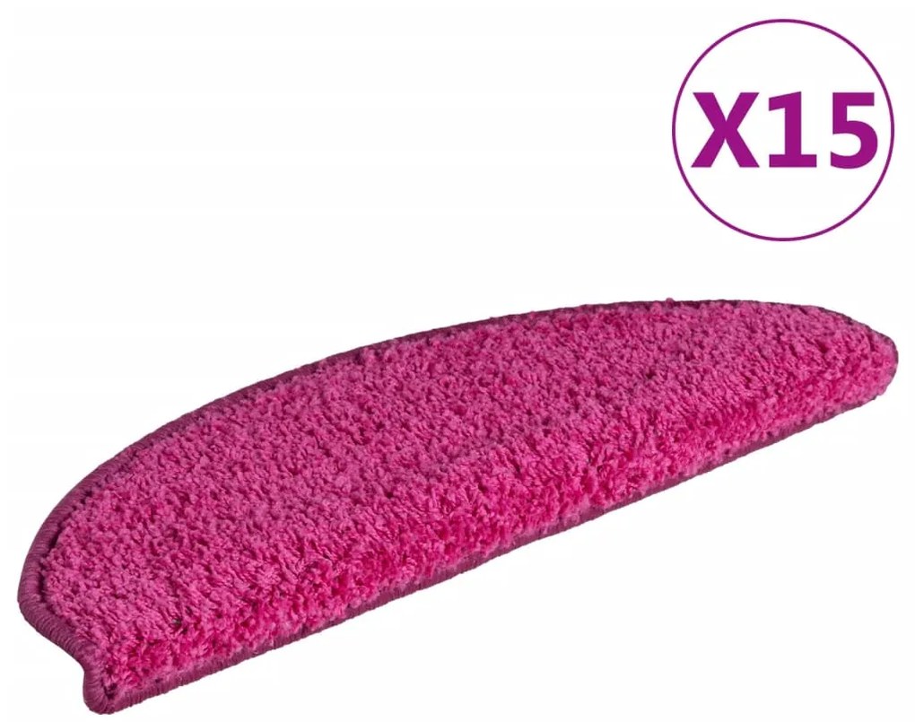 vidaXL Marketos Schodové rohože 15 ks 65 x 21 x 4 cm růžové, půlkulaté, velké
