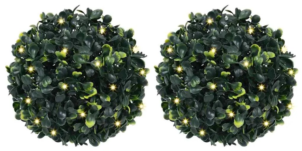 Umělé buxus koule s LED světly 2 ks zelené 22 cm