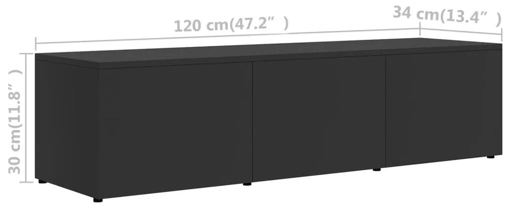 TV stolek šedý 120 x 34 x 30 cm dřevotříska