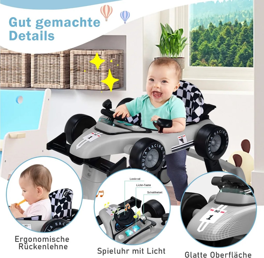 Costway 4 v 1 Dětské chodítko Skládací chodítko Šedé, šedá