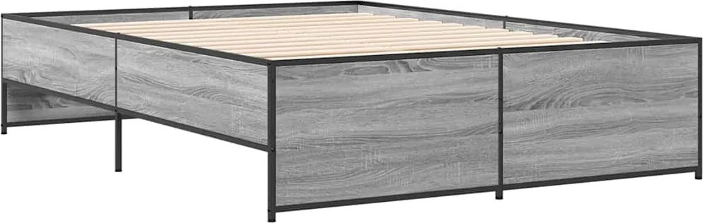 Rám postele šedý sonoma 140 x 190 cm kompozitní dřevo a kov 3279900