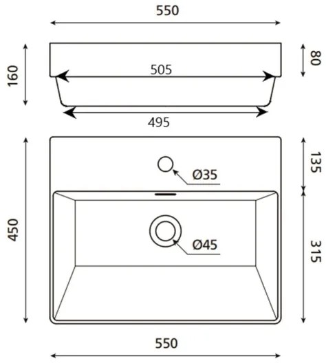 Bathco 0062 - Zápustné umyvadlo FUNCHAL 55x45 cm porcelán/bílá