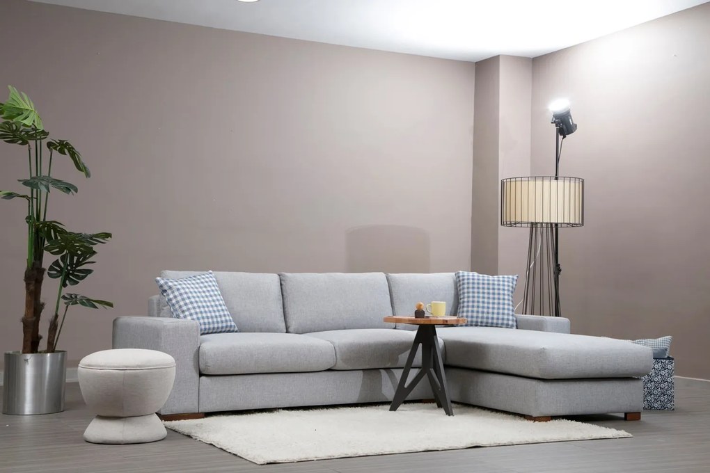Designová rohová sedačka Bellona 290 cm světle šedá - pravá