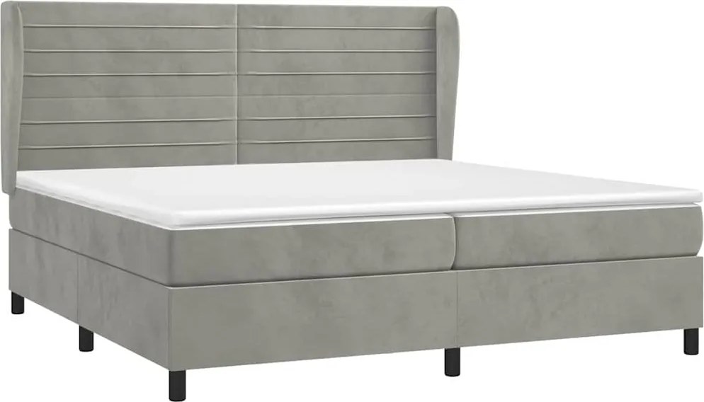 Box spring postel s matrací světle šedá 200x200 cm samet 3129291