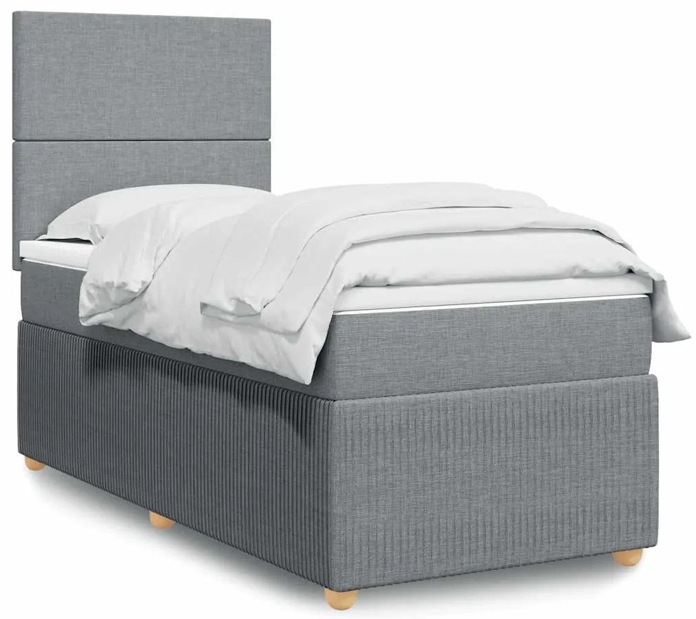 Box spring postel s matrací světle šedý 100 x 200 cm textil 3291960