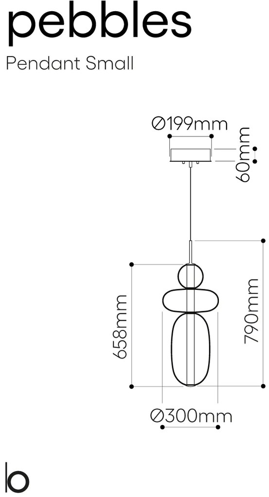 Bomma Luxusní LED závěsné svítidlo Pebbles Small s baldachýnem Stmívání, řízení: DALI, Konfigurace: Konfigurace 10