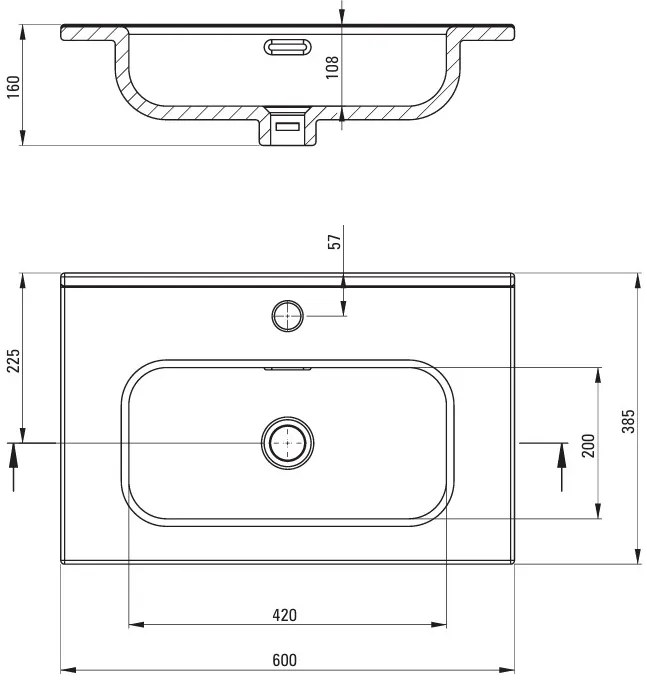 Deante Ceramic washbasin, inset - 60 cm