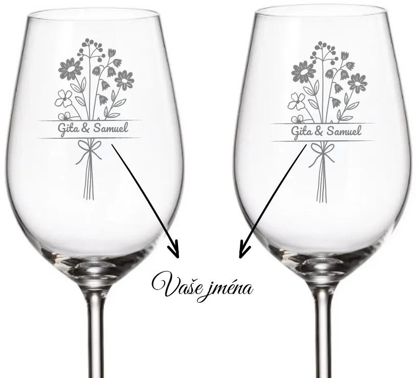 Dekorant svatby Svatební skleničky na bílé víno LÚČNÍ KVÍTÍ