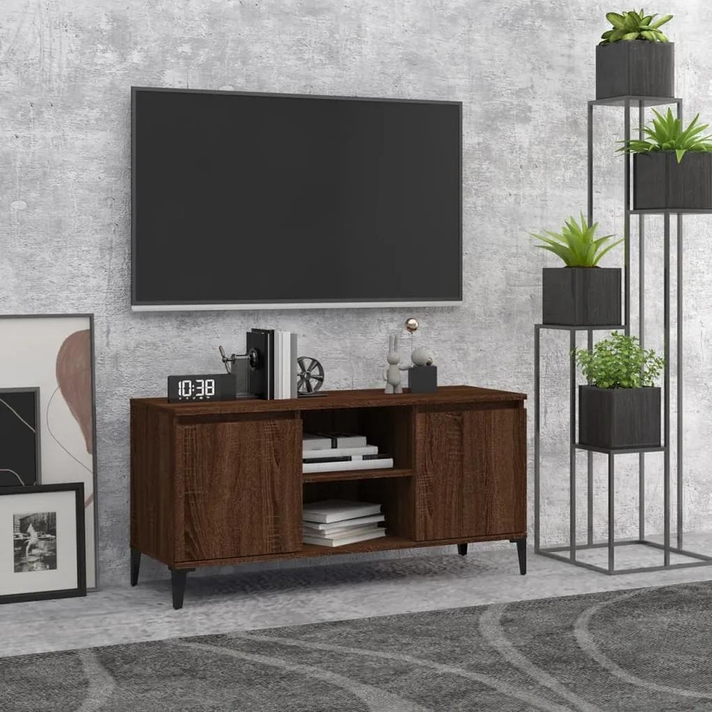 vidaXL TV stolek s kovovými nohami 103,5 x 35 x 50 cm [805971] Barva: hnědý dub