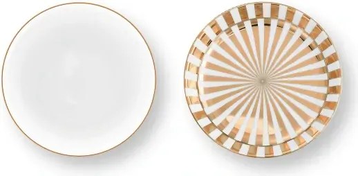 Pip Studio Dot Delight hrnek bez ucha s odkládacím táckem 270ml, bílo-zlatý (hrnek bez ucha z tenkostěnného porcelánu)